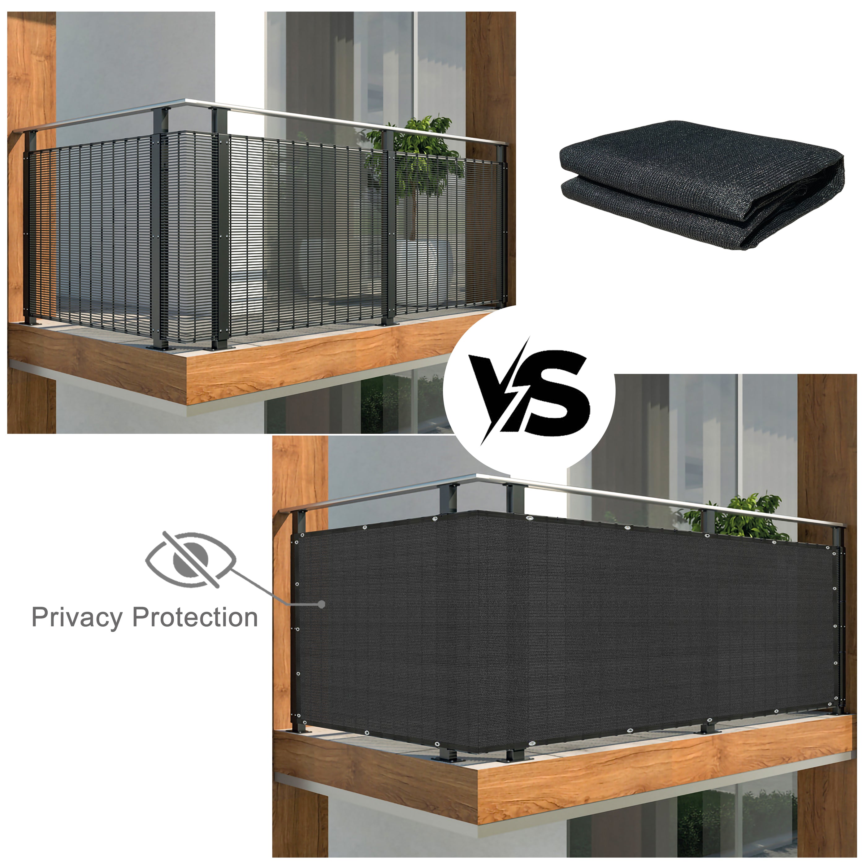 Commercial Balcony Windscreen Fence Privacy Screen Cover – Black ...